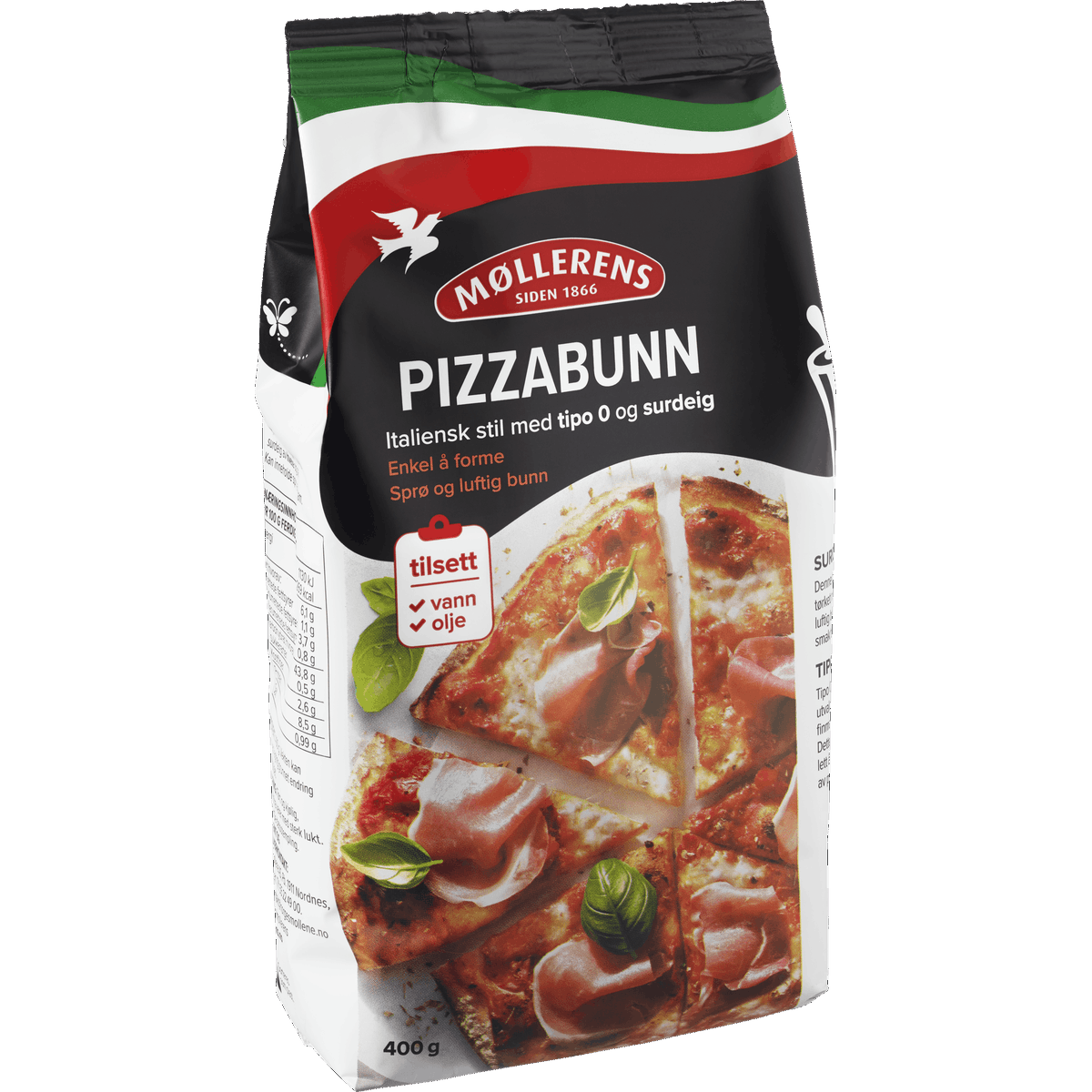 Møllerens Pizzabunn Tipo 0 med surdeig - Norgesmøllene